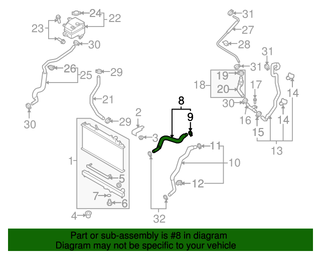 2007-2015 Mazda CX-9 Upper Hose CY01-15-18XC | OEM Parts Online