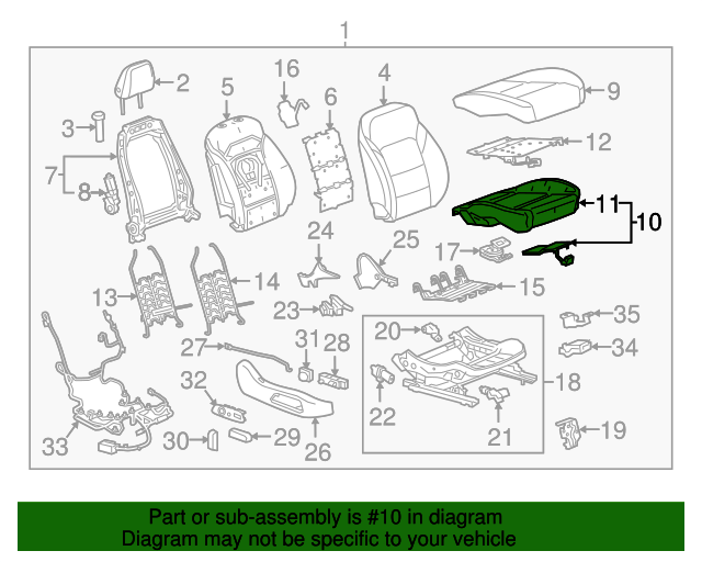 2019-2023 Chevrolet Malibu Driver Side Air Bag Seat Sensor Mat 84615910 ...