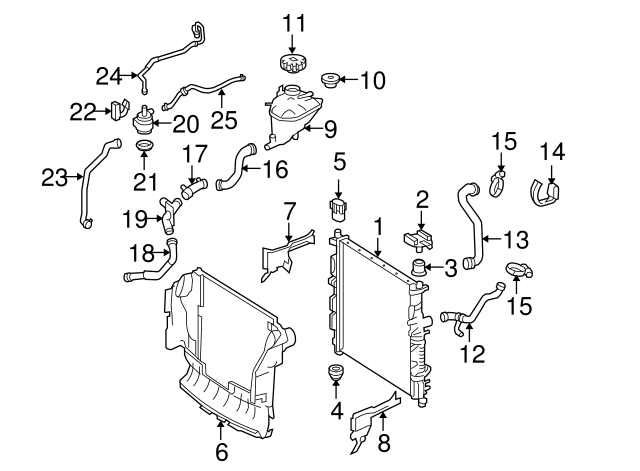 164-500-30-75 - Engine Coolant Hose 2007-2011 Mercedes-Benz ...