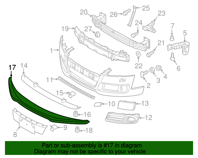 8J0-807-110-F-GRU - Spoiler 2011-2015 Audi | Audi OEM Parts