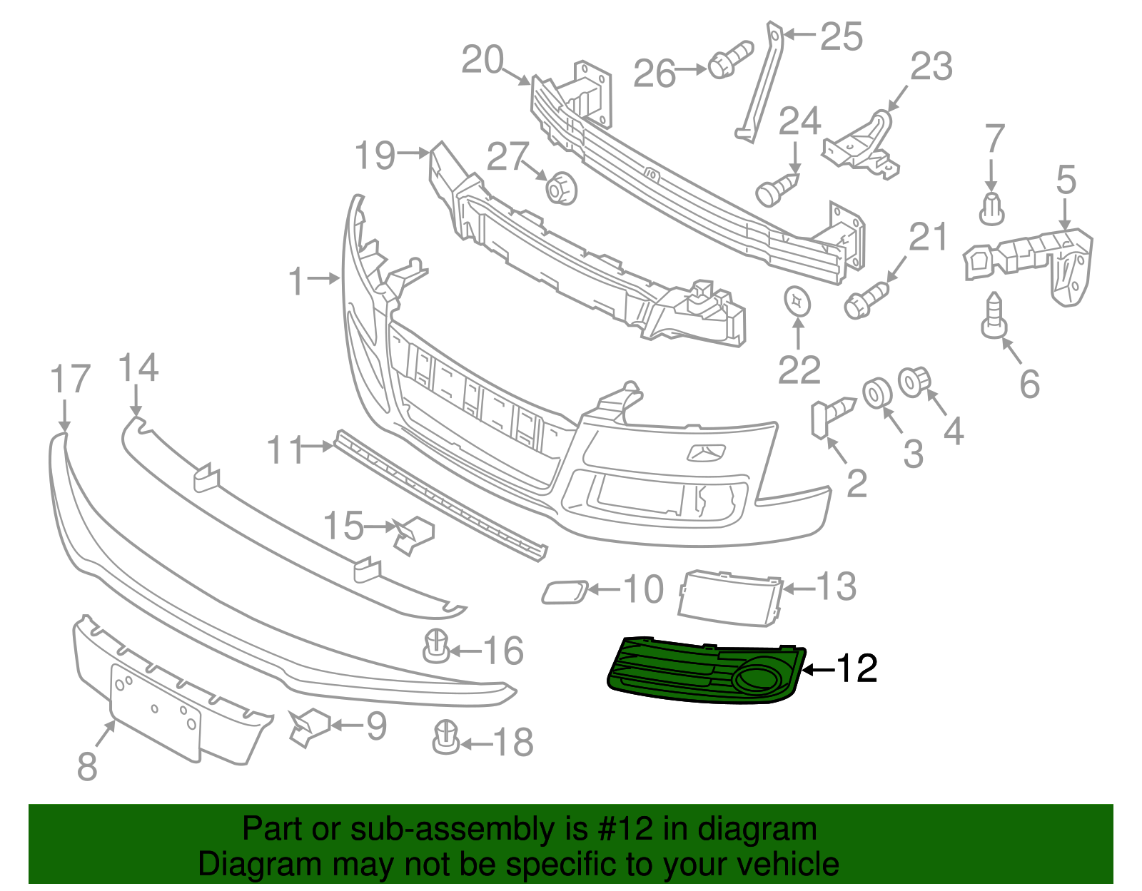 2011-2015 Audi TT Quattro Outer Grille 8J0-807-682-J-T94 | OEM Parts Online