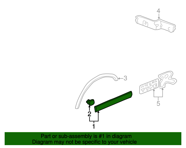 1998-2000 Acura Integra Protector, R Rear Fender *R505P* (Burning Red ...