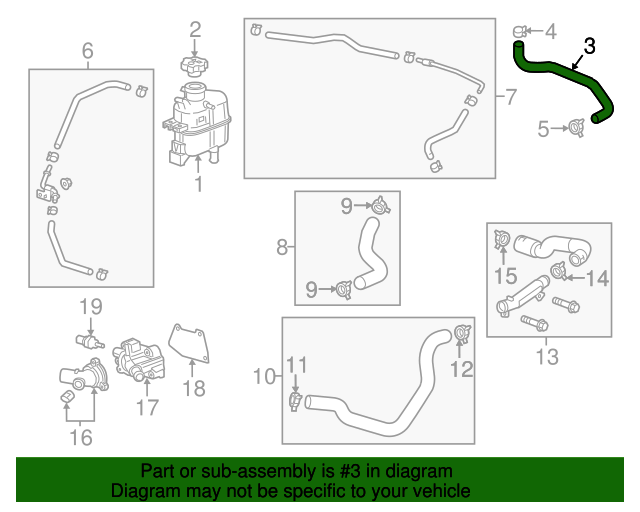 2013-2015 Chevrolet Spark Radiator Surge Tank Outlet Hose 95382835 GM ...