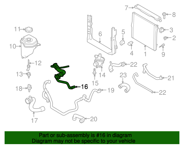 17127593490 - 2007-2010 BMW X5 Upper Hose (17-12-7-593-490) | BMW of ...