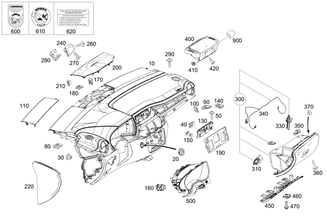 246-689-01-00 - Glove Compartment Housing 2014-2017 Mercedes-Benz ...