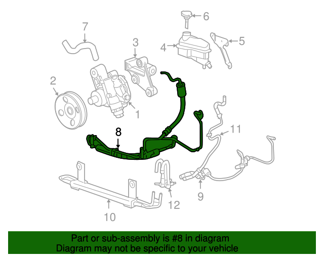 2005-2011 Cadillac STS Power Steering Gear Inlet Hose 19206607 | GM ...