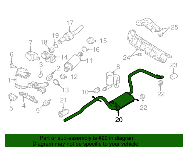 8P0-253-207-BE - Muffler 2011-2013 Audi A3 | Audi OEM Parts