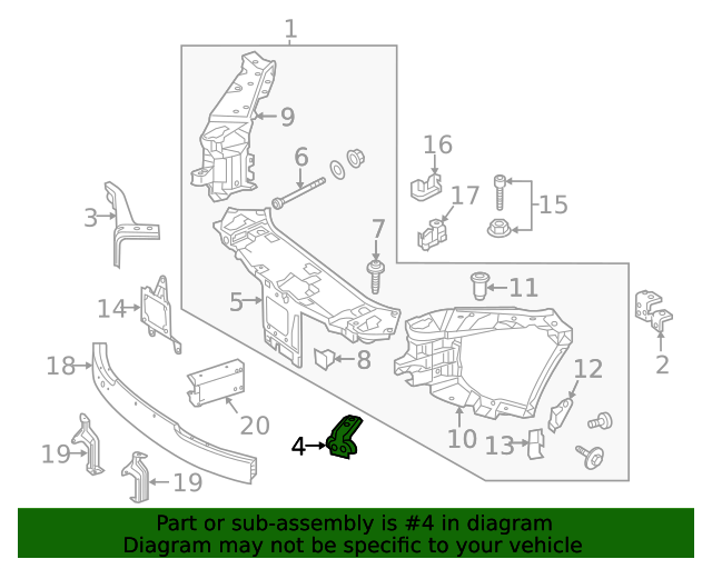 222-620-59-00 - Radiator Support Support 2014-2021 Mercedes-Benz ...