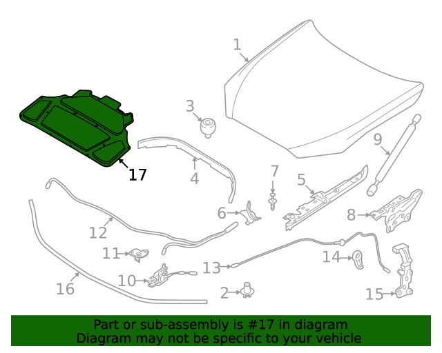 51487434845 - 2021-2024 BMW Hood Insulation Pad (51-48-7-434-845) | BMW ...