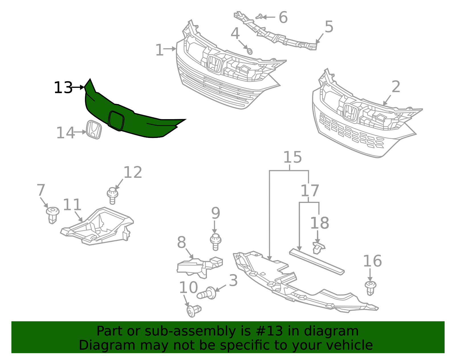 71122-T7A-J01 - 2019-2022 Honda HR-V - Molding Front Grille (Upper ...
