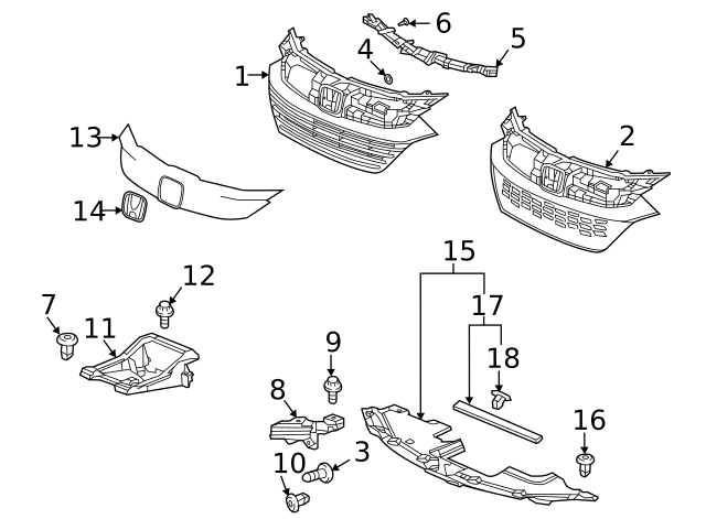 71129-T7W-A10 - Cover Front Grille - 2019 2020 Honda HR-V | Honda ...