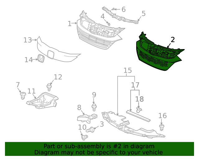 2019-2020 Honda HR-V Base, Front Grille 71121-T7W-A51 | Cheaper Honda Parts