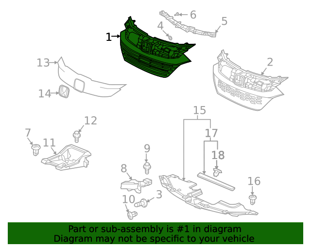 71121-T7W-A11 - Grille 2019-2022 Honda HR-V | Honda Parts Online