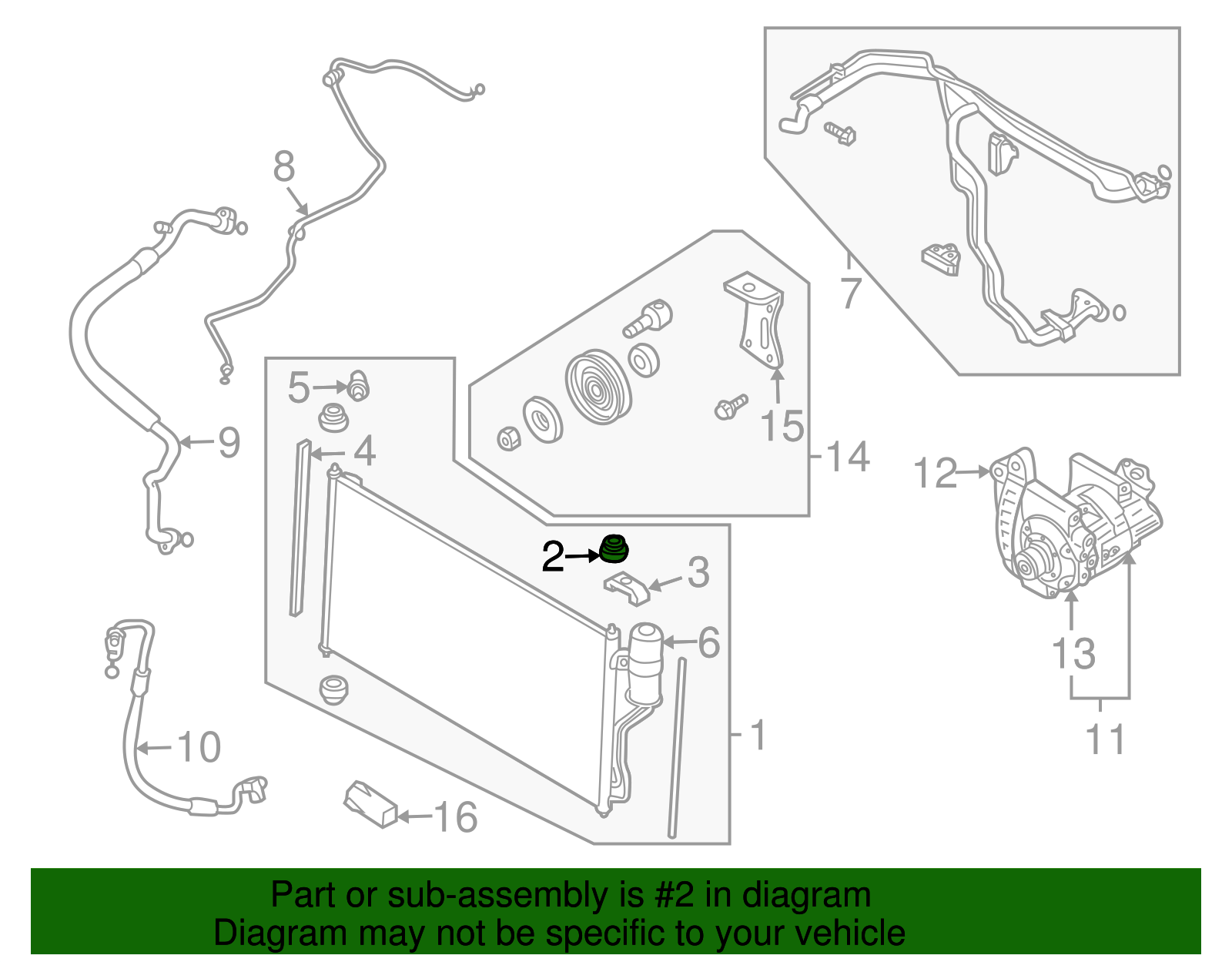 2004-2009 Nissan Condenser Assembly Insulator 92118-7Y000 | Ziegler ...