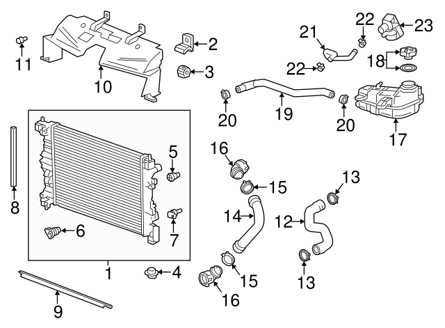 2013-2016 Buick Encore Upper Radiator Air Baffle 95369297 | TascaParts.com