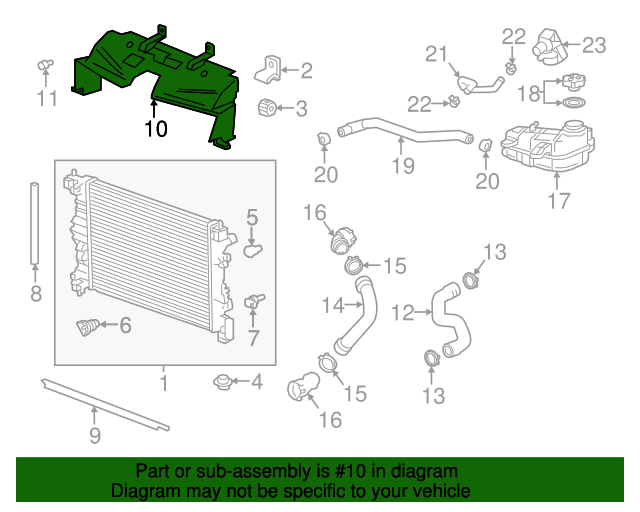 2017-2021 Buick Encore Upper Radiator Air Baffle 42492899 GM ...