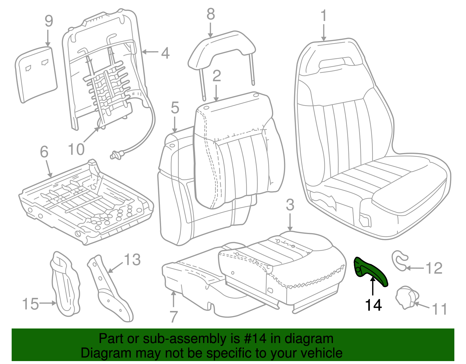 2004 GM Graphite Driver Seat Recliner Handle 89039093 GM ...