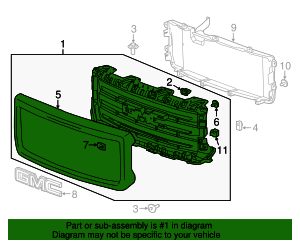 2014-2015 GM Front Grille 23259621 | GMPartsDirect.com