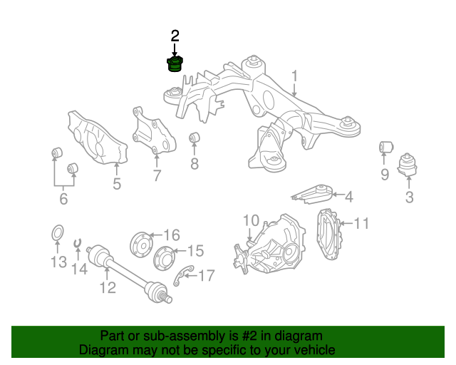 221-351-17-42 - Suspension Crossmember Insulator 2007-2014 Mercedes ...