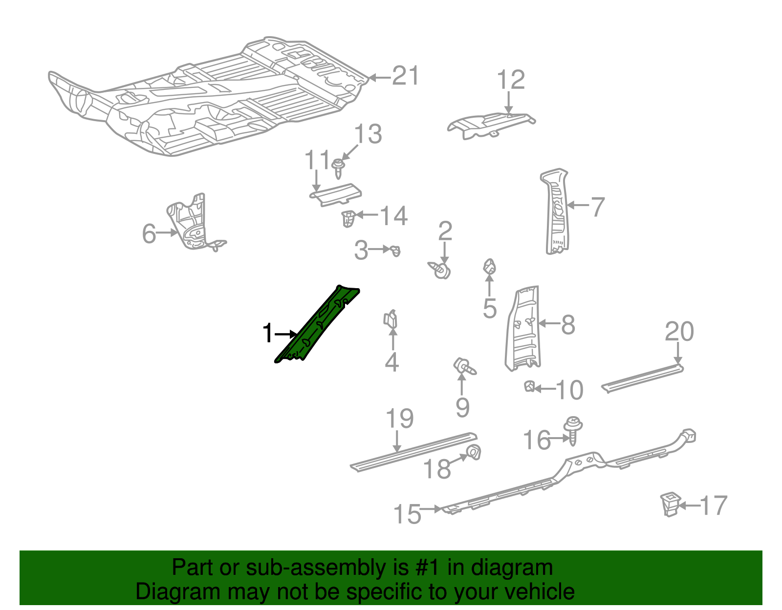 Genuine OEM Windshield Pillar Trim | 163-690-60-25-8J21 | Fits Select ...
