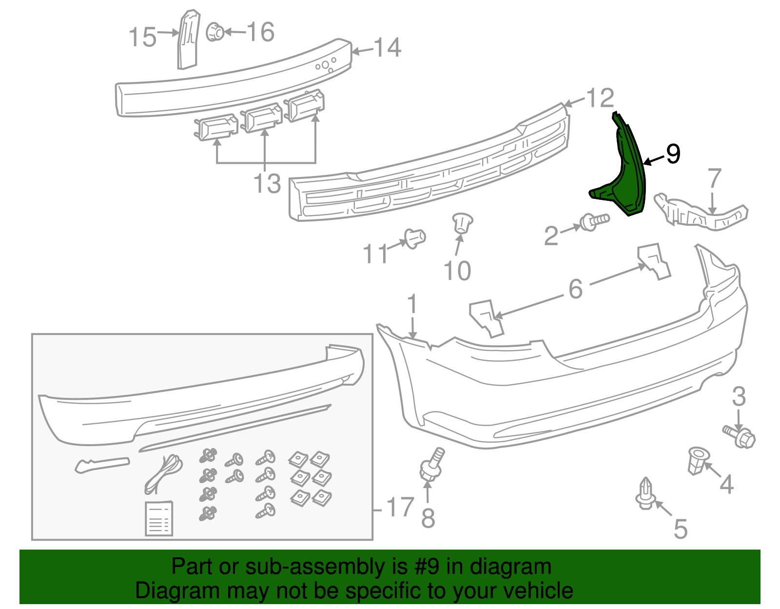 2005-2010 Scion tC Side Seal 52592-21040 | Toyota Parts Center
