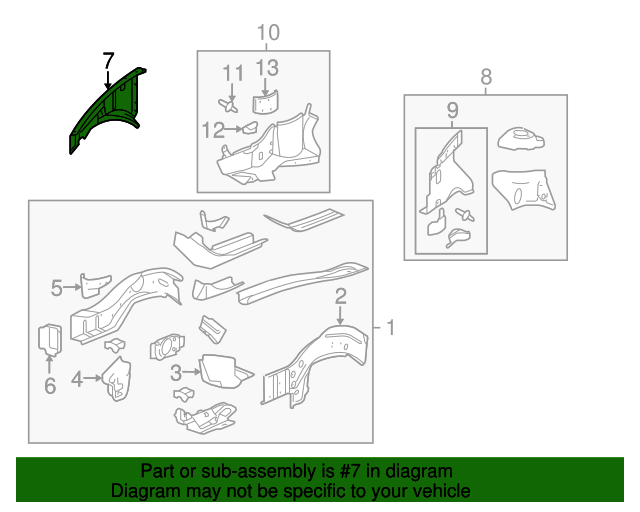 2006-2011 Chevrolet HHR Passenger Side Front Compartment Outer Side ...