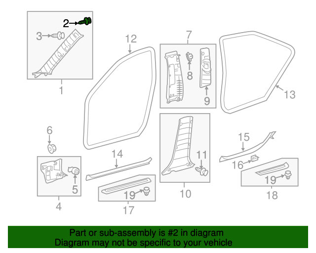 2015-2018 Toyota Body A-Pillar Trim Panel Clip (Front) 62217-06050 ...