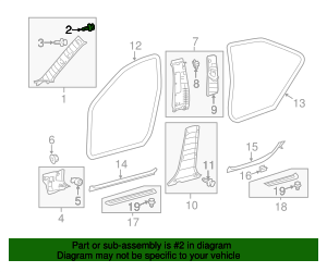 62217-06050 - Body A-Pillar Trim Panel Clip (Front) - 2015-2018 Toyota ...