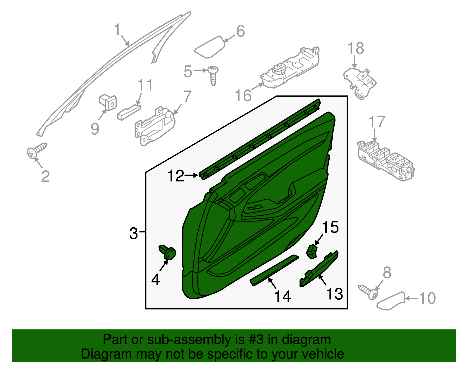 2015-2017 Hyundai Door Trim Panel 82305-B1000-3RR | Hyundai Wholesale ...