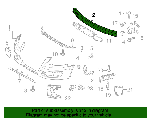 2009-2013 Audi Bumper Impact Bar 8P4-807-113-C | AutoNation Parts