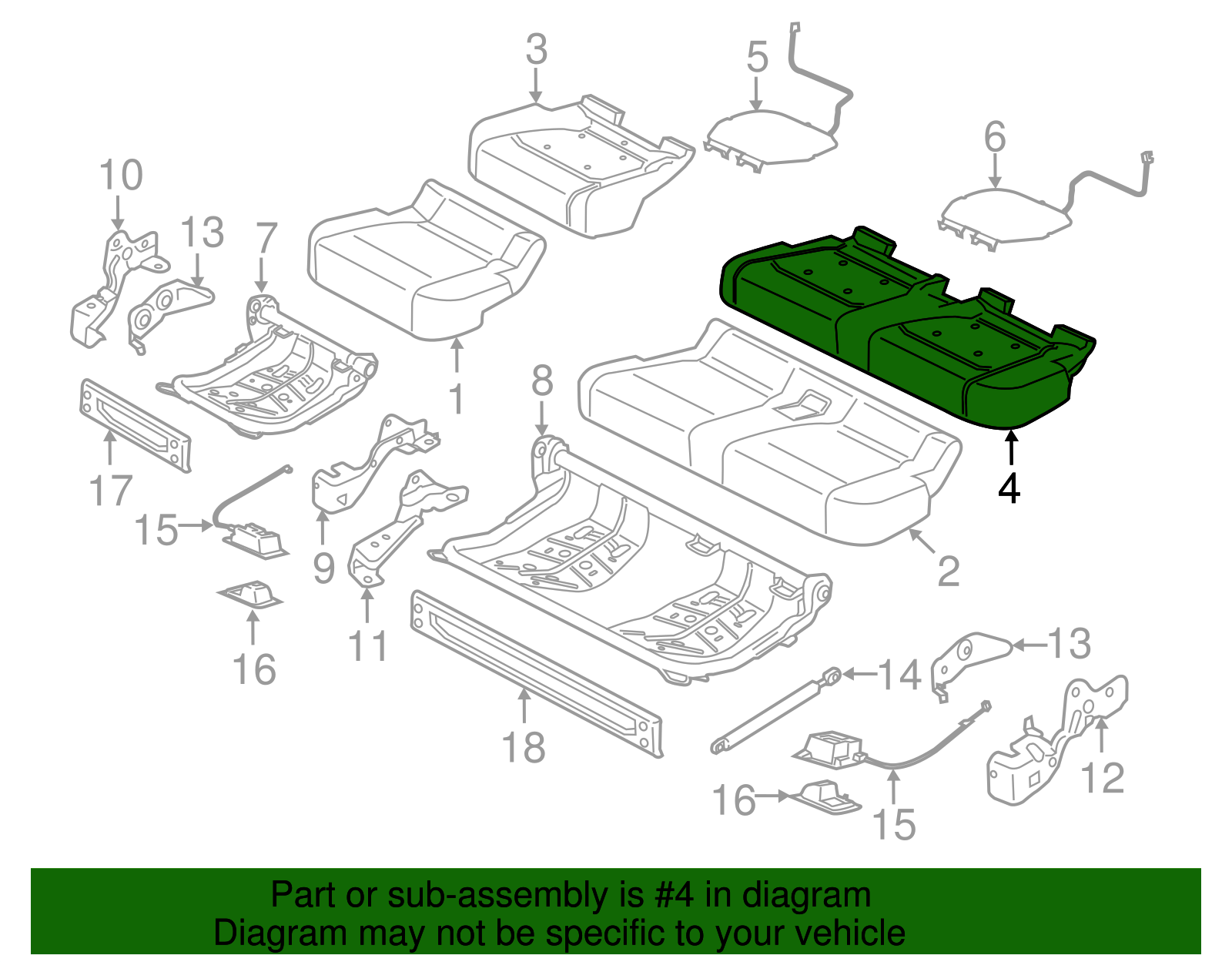 FL3Z-1663841-E - Seat Cushion Pad 2015-2022 Ford | Big 3 Auto Parts