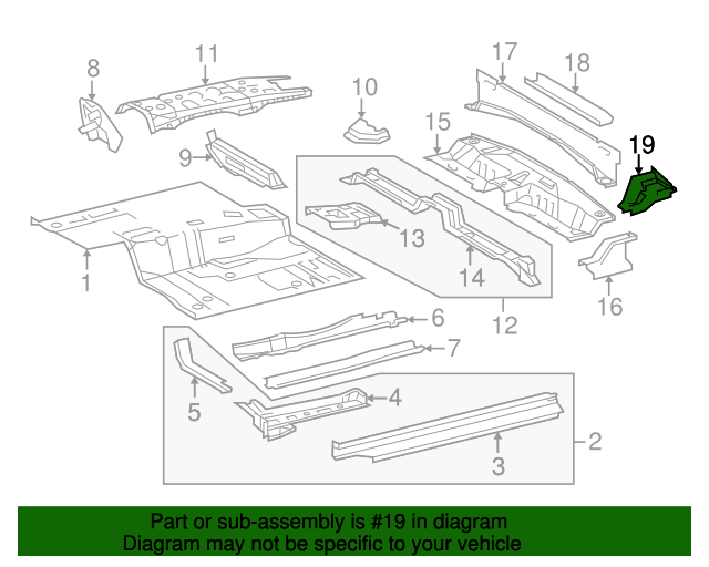 57026-04020 - Floor Pan Cross-Member Bracket - 2005-2010 Toyota Tacoma ...