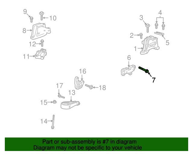 2018-2023 GM Engine Mount Bracket Engine Side Bolt 11547744 GM ...