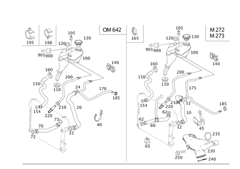 Expansion Tank, Mounting and Hoses for 2008 Mercedes-Benz S 550 ...