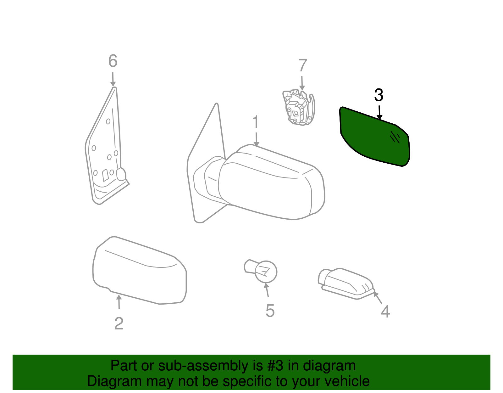 2007-2015 Nissan Mirror Glass 96365-7S60A | Nissan Parts Central