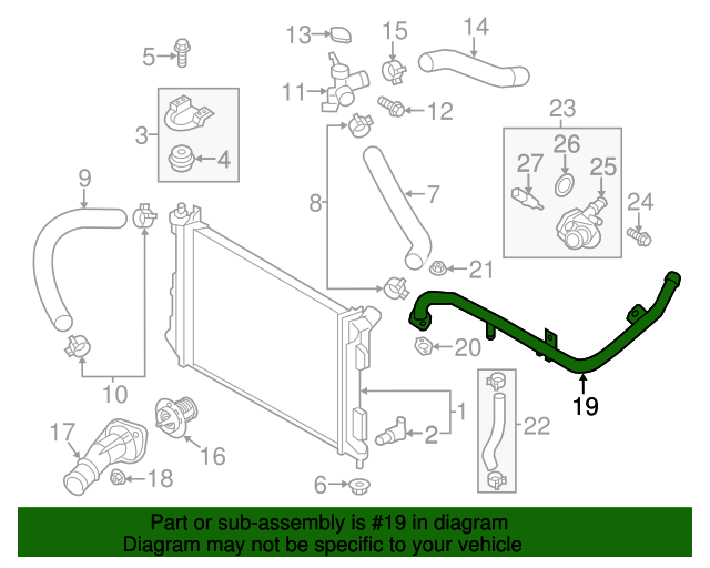 2015-2017 Hyundai Veloster Engine Coolant Pipe 25457-2B701 | Hyundai ...