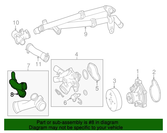 172-501-01-82 - Radiator Coolant Hose 2012-2015 Mercedes-Benz SLK 250 ...