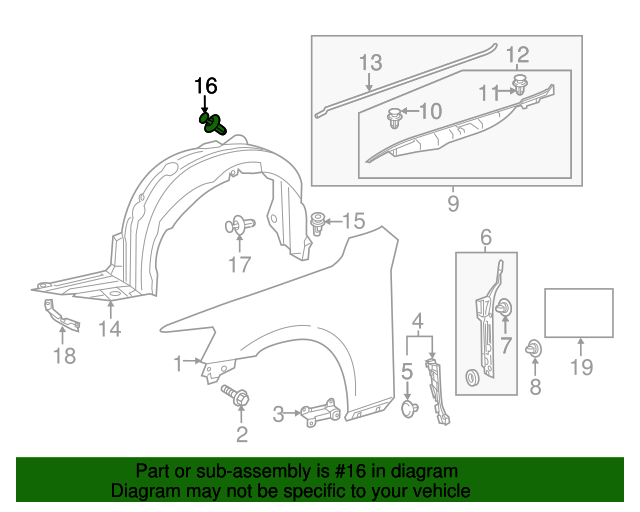 90467-07214 - Fender Liner Clip - 2008-2022 Lexus | MyLexusParts