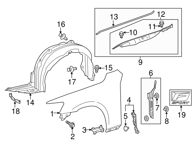 53836-53030 - Fender Bracket 2021-2024 Lexus | AutoNation Parts