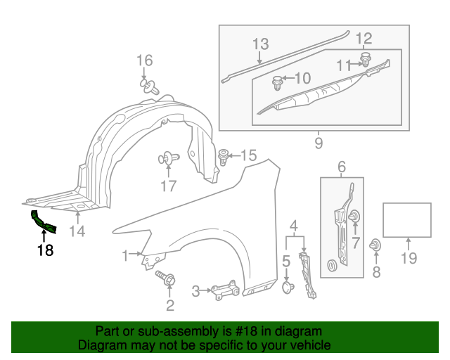 2014-2020 Lexus Fender Liner Extension 53852-53050 | OEM Parts Online