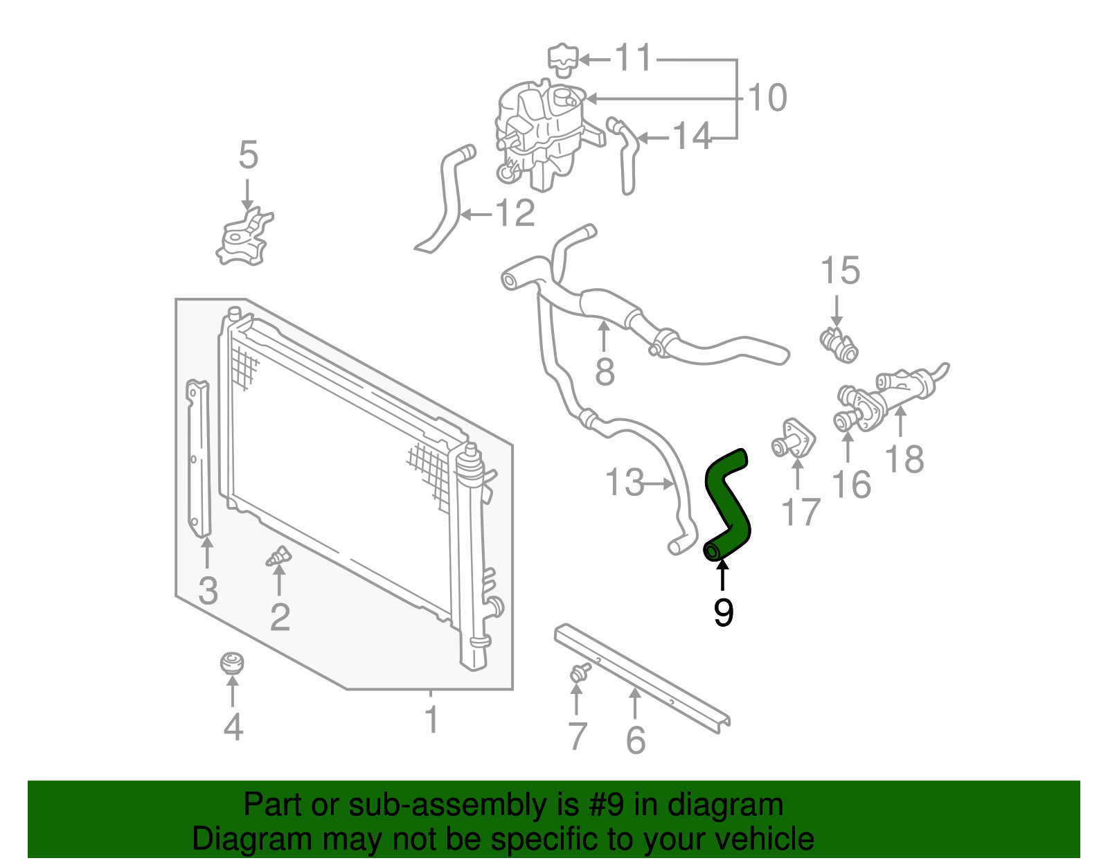 2001-2006 Mazda Tribute Lower Hose AJ03-15-185G | Mazda-Parts