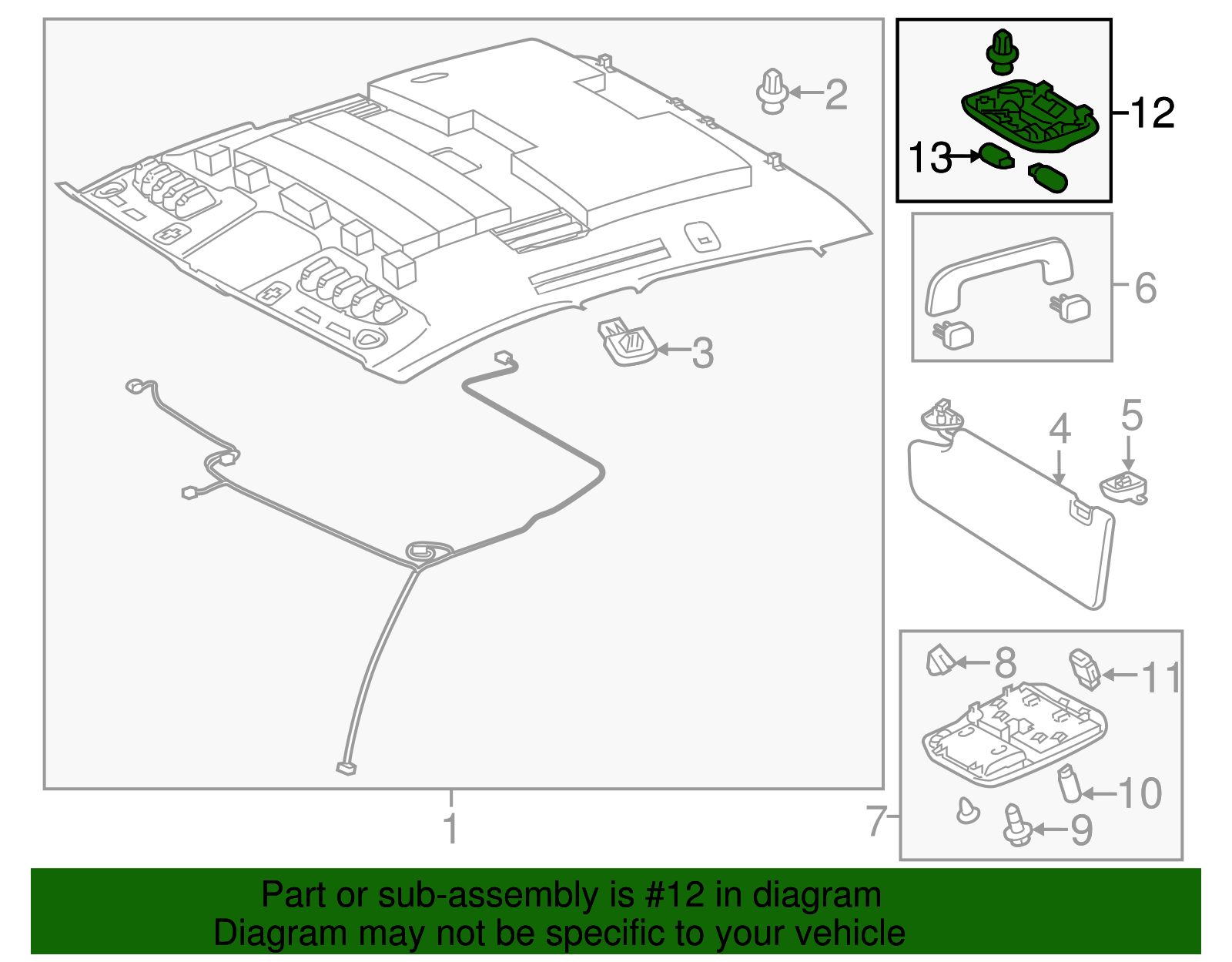 Genuine Toyota Dome Lamp Assembly part# 81240-0C050-E0 for 2007-2021 ...