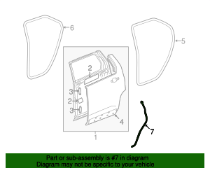 20998402 - Passenger Side Rear Door Rear Auxiliary Weatherstrip 2010 ...