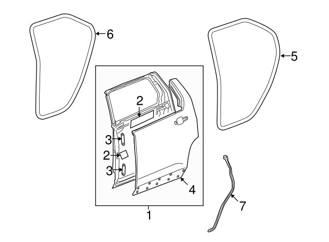 20998402 - Passenger Side Rear Door Rear Auxiliary Weatherstrip 2010 ...