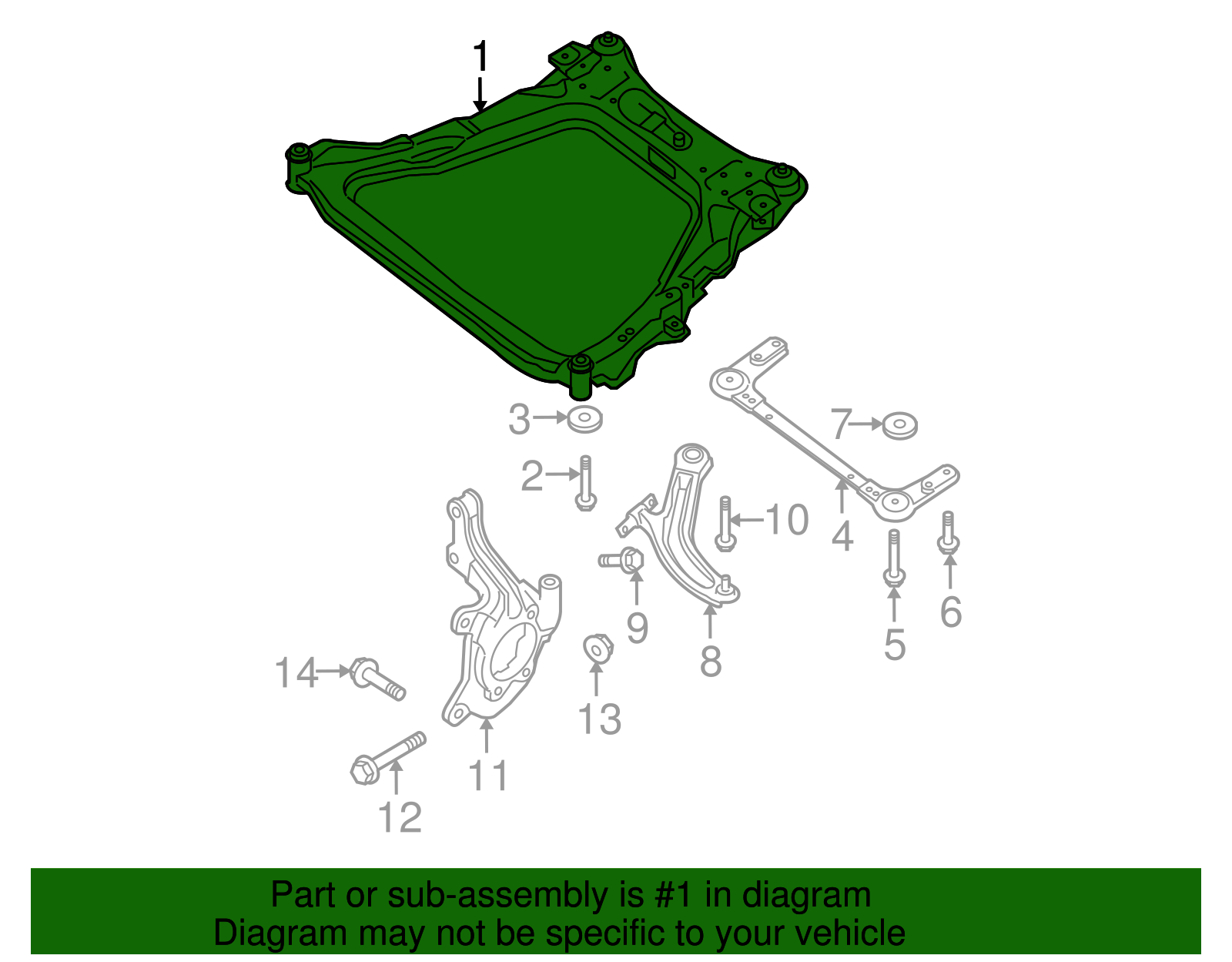 2008-2015 Nissan Engine Cradle 54400-JG33C | My Nissan Part