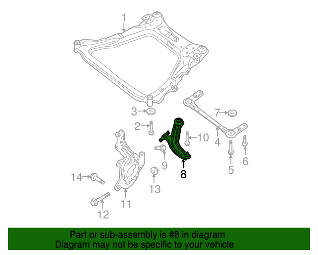 2008-2015 Nissan Lower Control Arm - Driver's Side (LH) 54501-JG00B ...
