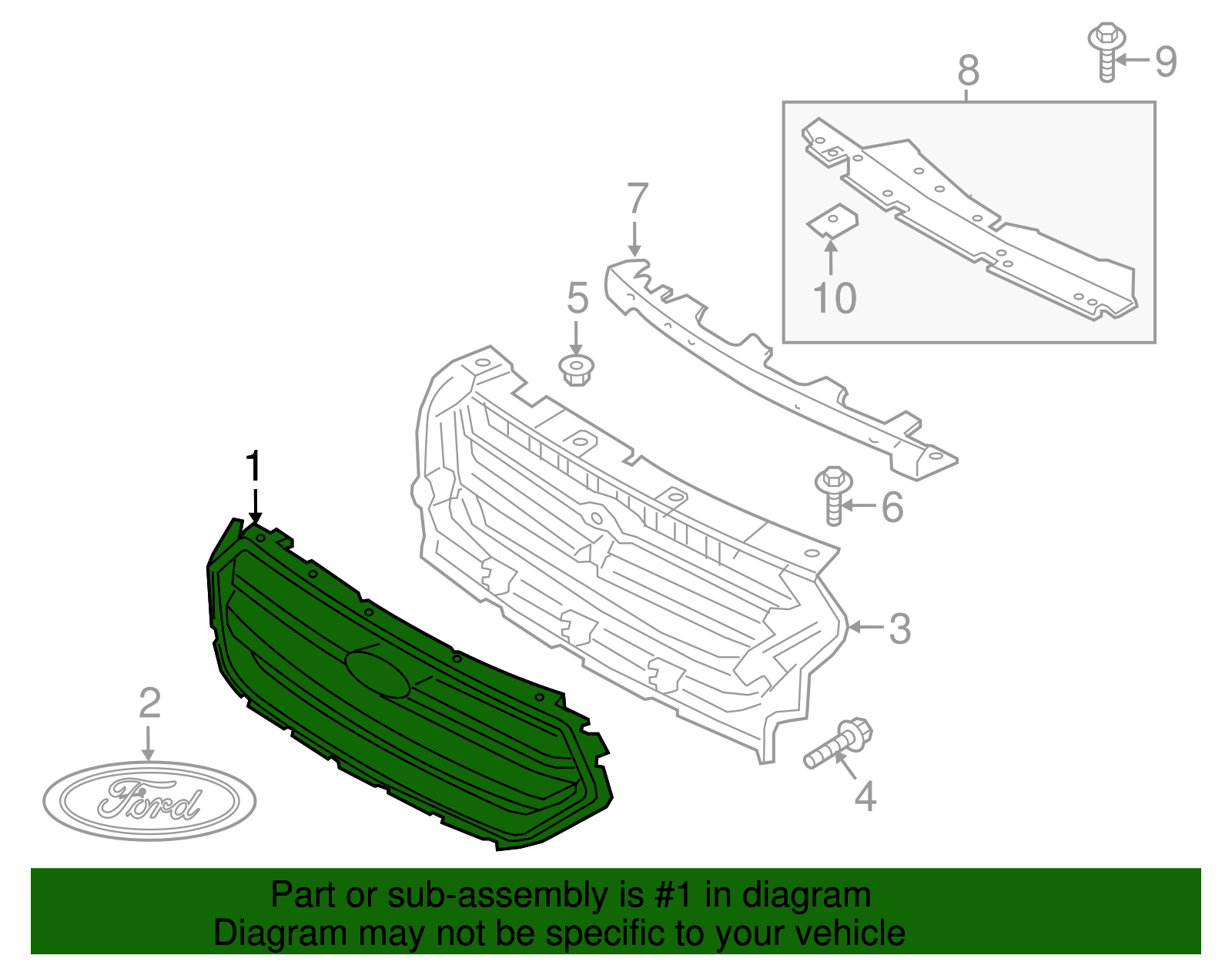 2017-2019 Ford Escape | Grille | GJ5Z-8200-CC | Walls' Ford Parts