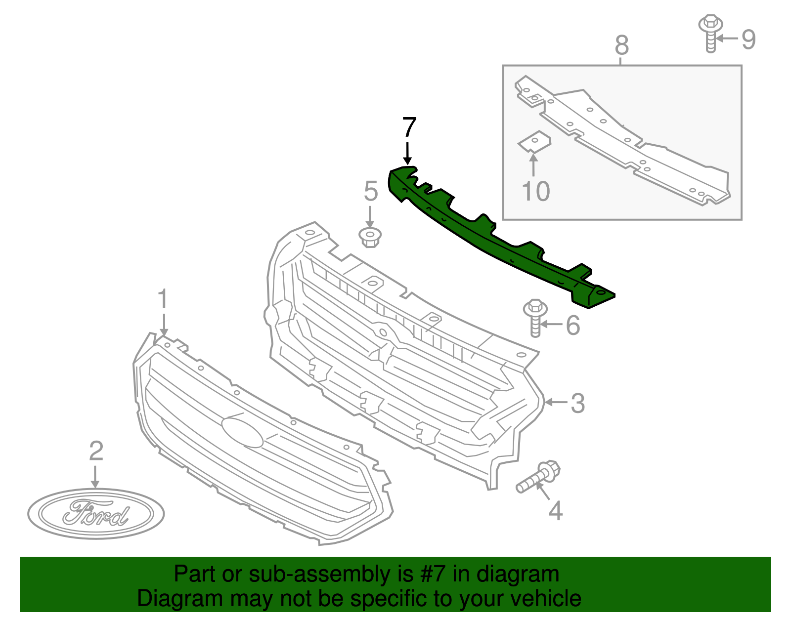 2017-2019 Ford Escape | Support Panel | HJ5Z-8A284-A | Walls' Ford Parts