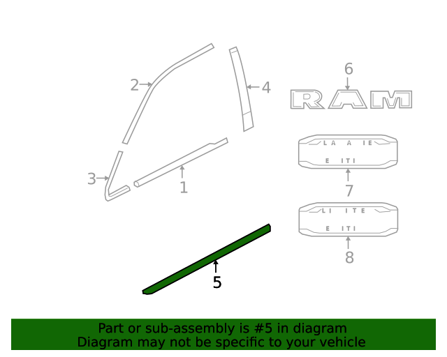 2019-2023 Ram 1500 Molding 5ZH20SZ0AC | AutoNationParts.com