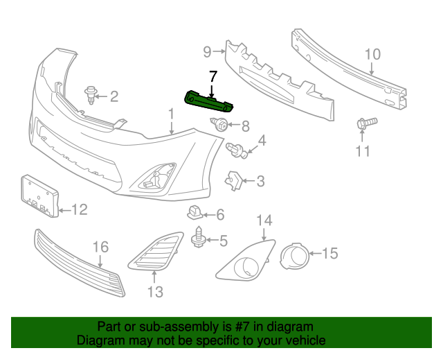 52535-06130 - Bumper Cover Support Rail 2012-2014 Toyota Camry ...